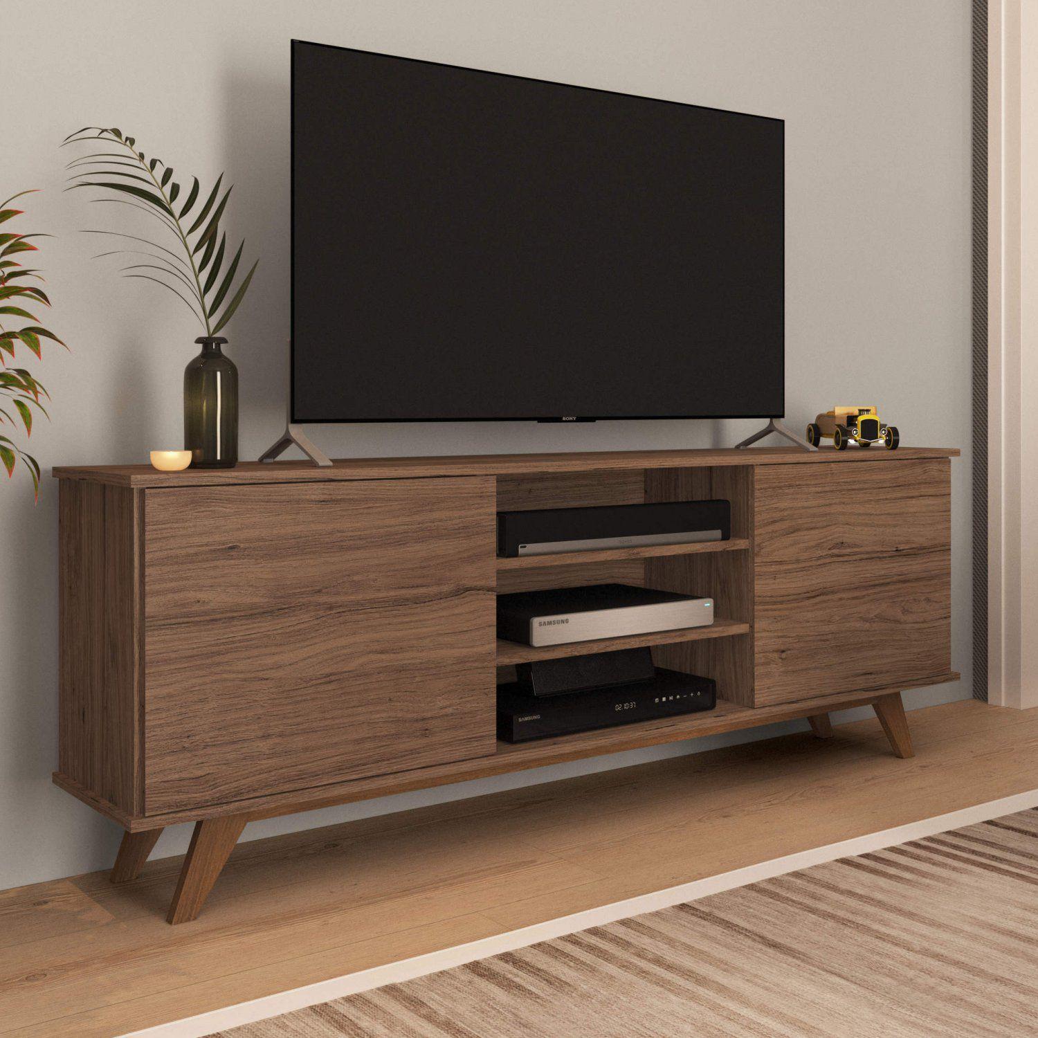 Rack para TV até 65 Polegadas 2 Portas 2 Prateleiras Estilare Madeirado ...