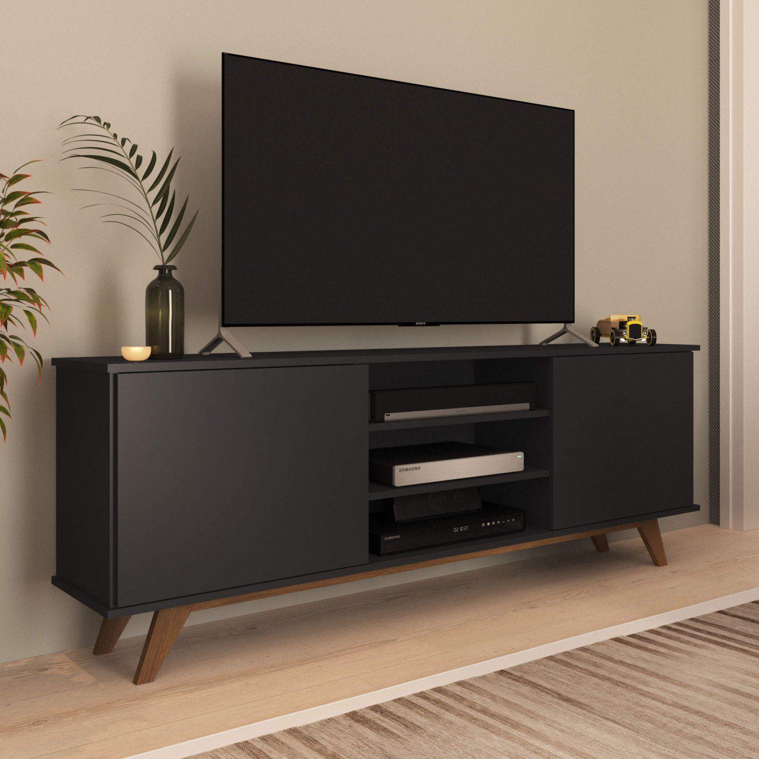 Rack para TV até 65 Polegadas 2 Portas 2 Prateleiras Yescasa Preto ...