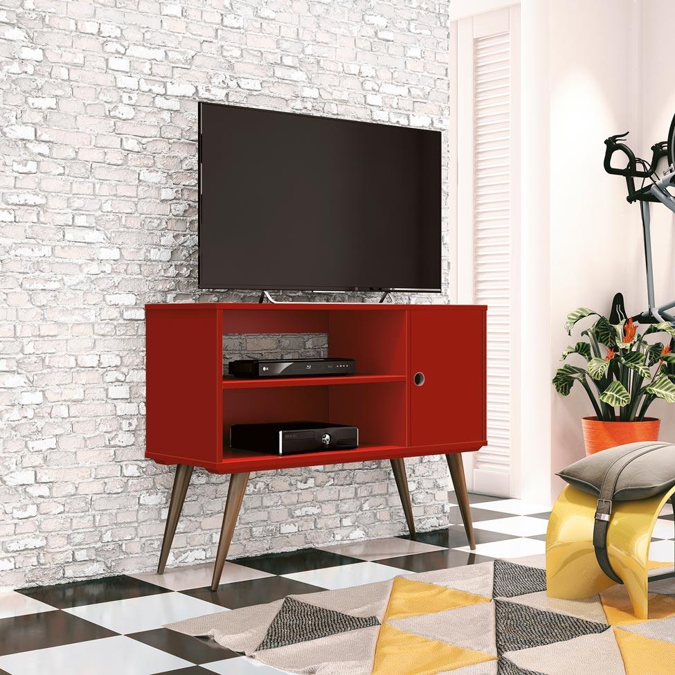 Rack Reale Vermelho 90cm - Edn móveis - Rack - Magazine Luiza