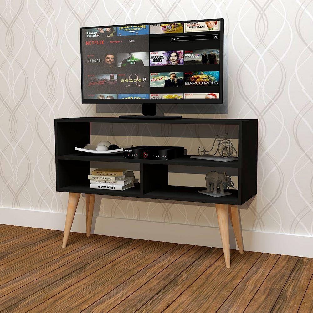 Rack Retrô Para Tv Chile Preto - Moveise - Rack - Magazine Luiza