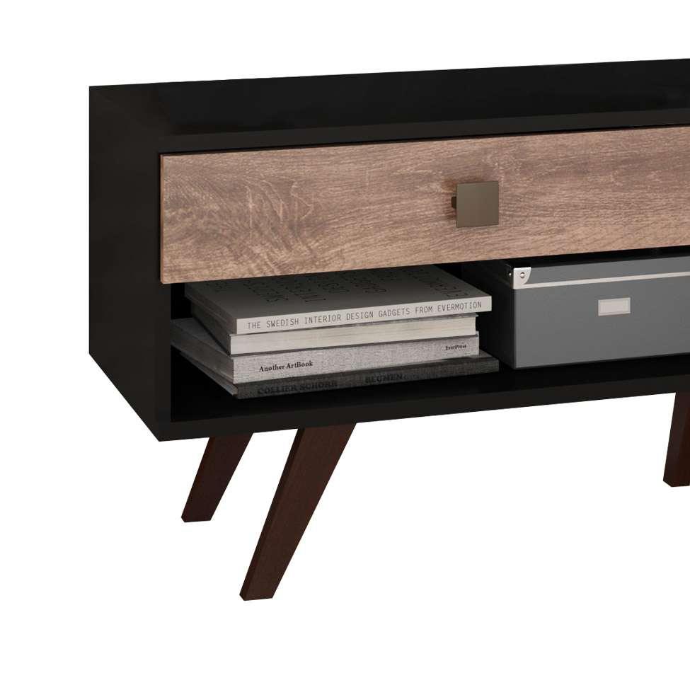 Rack Retrô Preto Acetinado e Rústico 126 cm - Movelbento - Rack ...