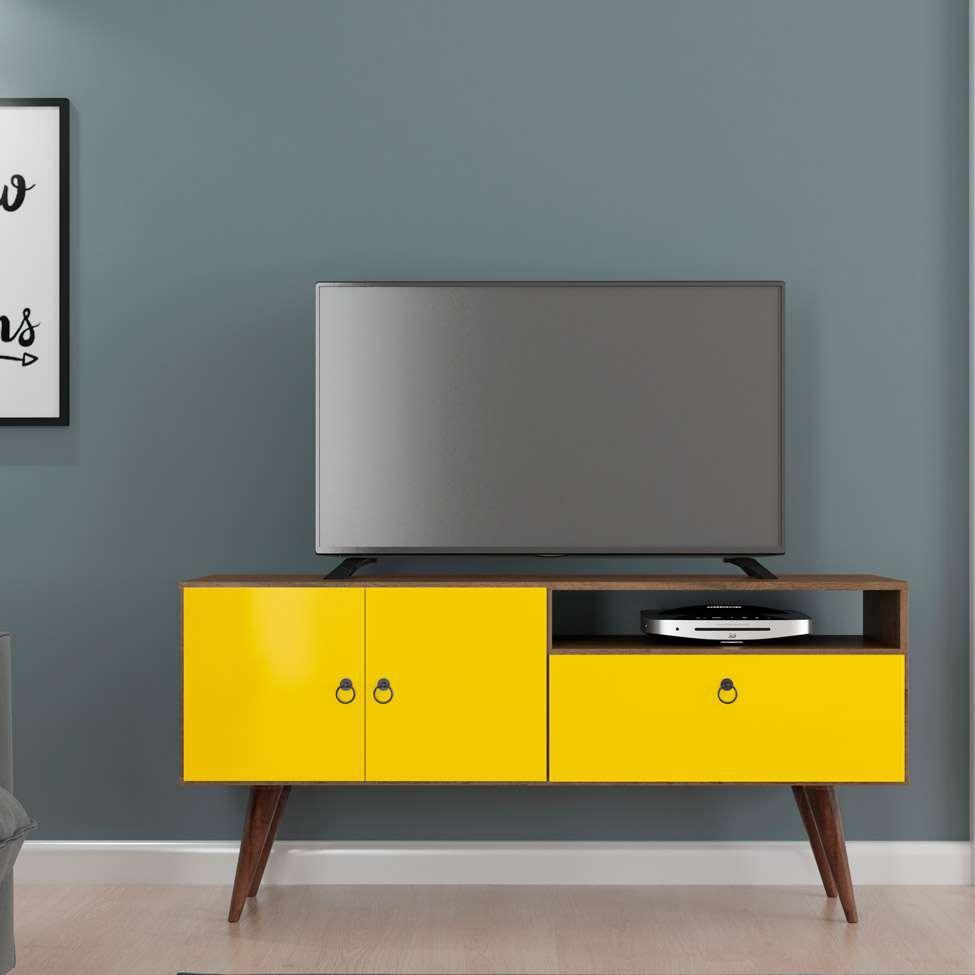 Rack Topázio Demolição e Amarelo 137 cm - Patrimar - Rack - Magazine Luiza