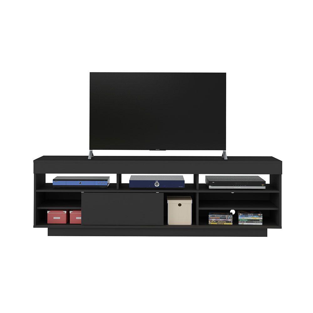 Rack Treviso Preto para TV até 47 polegadas, pés com rodízios, porta ...