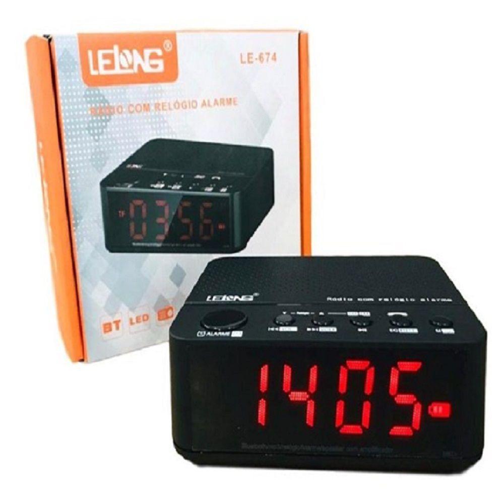 Rádio Relógio Am/Fm Bluetooth Despertador Digital LE-674 - Lelong ...