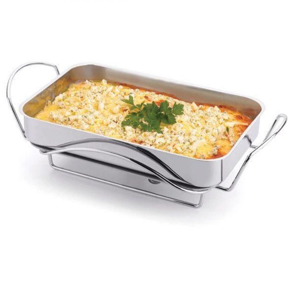 Rechaud com Tampa Aco Inox e Placa Difusora + Suporte para Pratos Linha ...