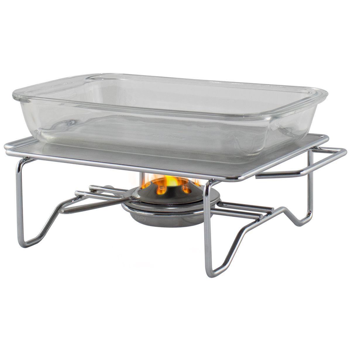Rechaud Retangular Para Sopeira e Travessas 20cm x 24 cm Acendedor Inox ...
