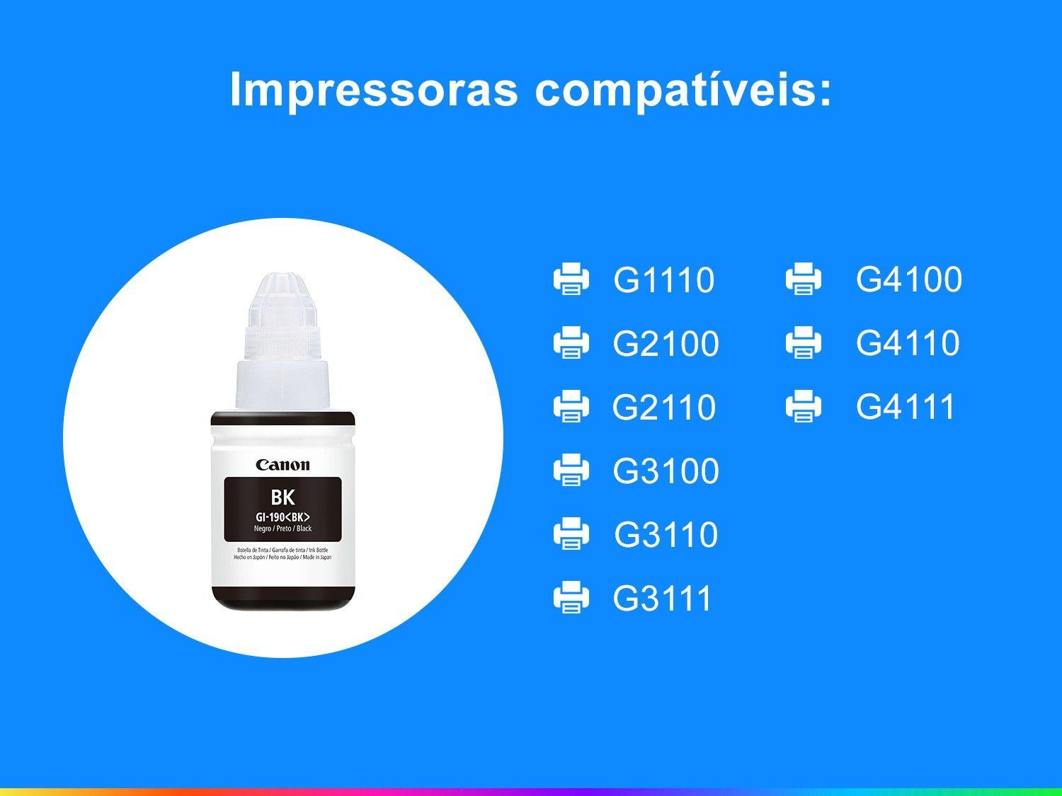 Refil de Tinta Canon Pixma GI-190 Preto Original