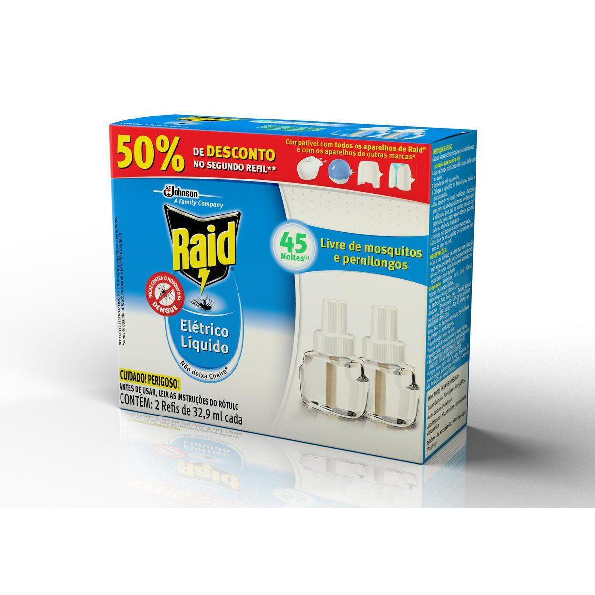 Refil Repelentes Com 2 Refis de 32,9ml Cada Raid SC Johnson - Produtos ...