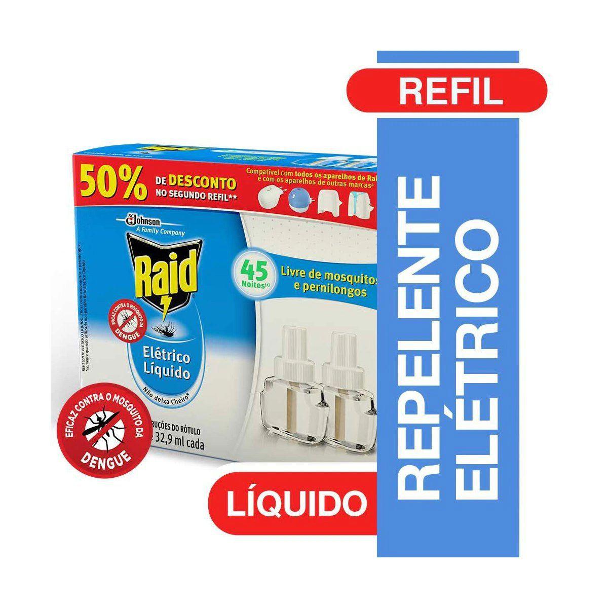 Refil Repelentes Com 2 Refis de 32,9ml Cada Raid SC Johnson - Produtos ...