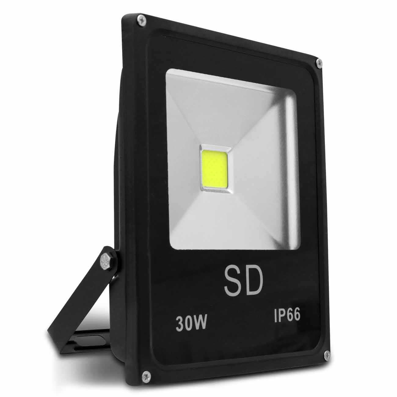 Refletor Sd Led Holofote Slim 30W Bivolt IP66 6000K Branco Frio Resistente Água Jardim Fachada ...