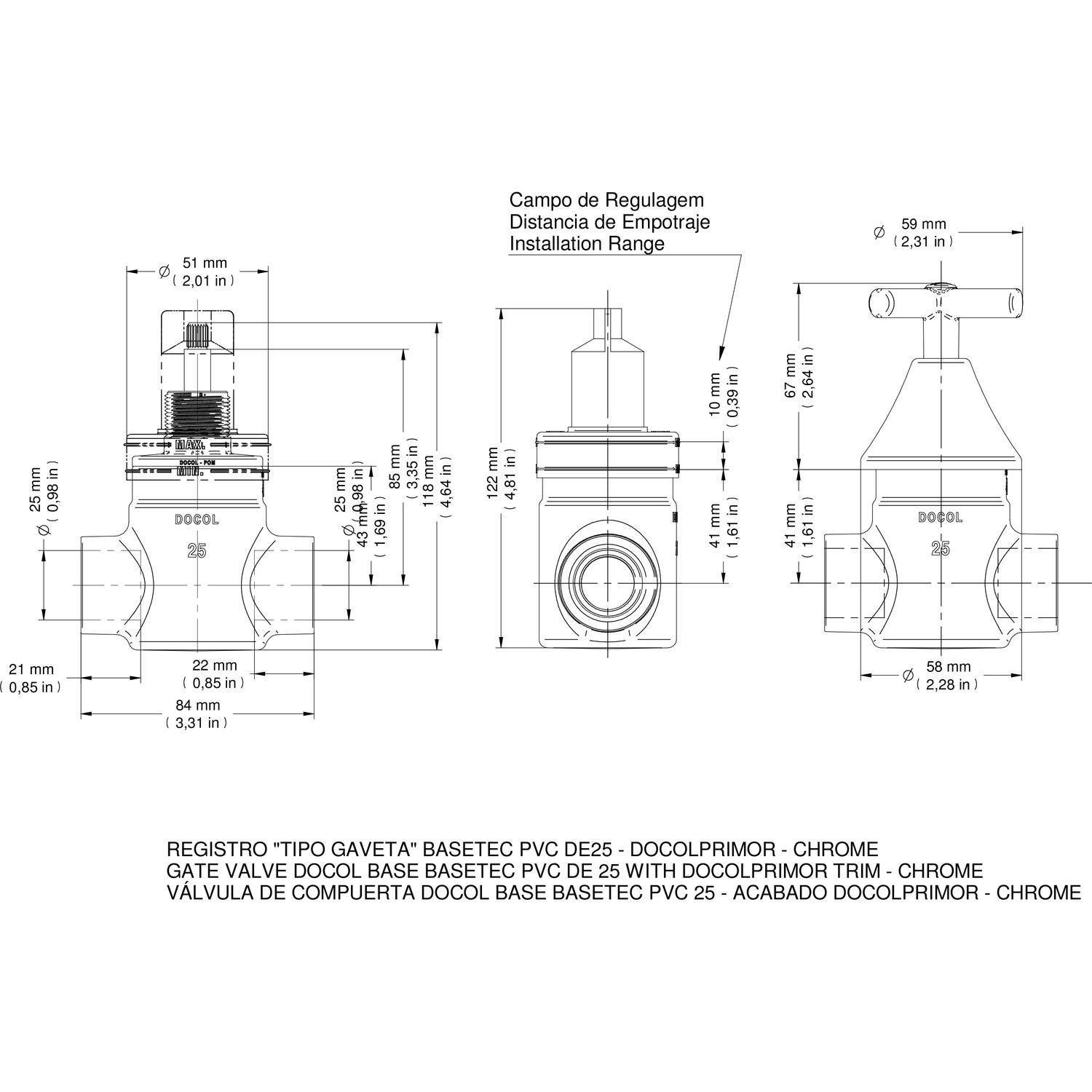 Registro Tipo GavetaBase Basetec PVC com Acabamento Primor Docol ...