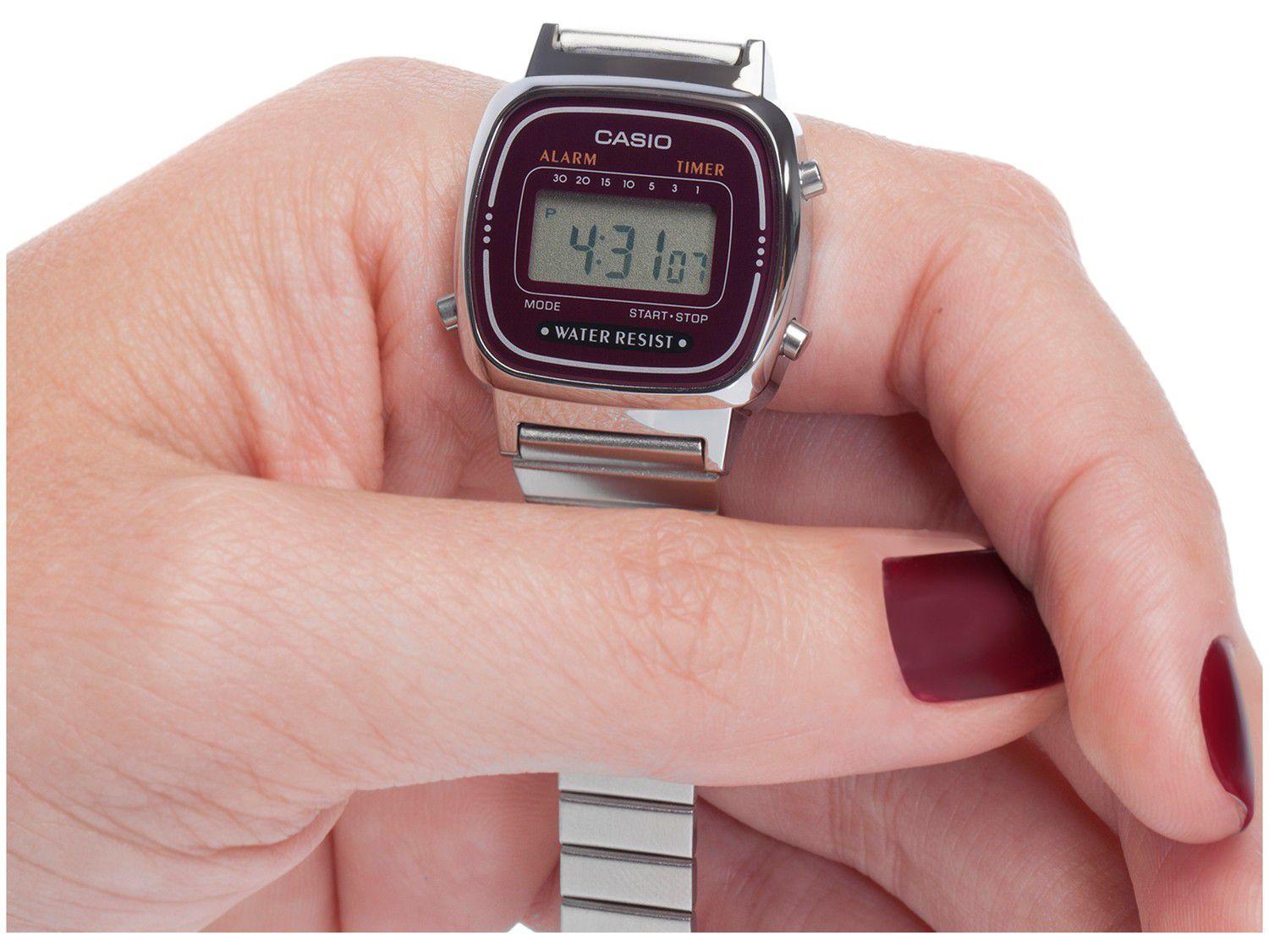 Relógio Feminino Casio Digital - Vintage LA670WA-4DF Prata - Relógio ...