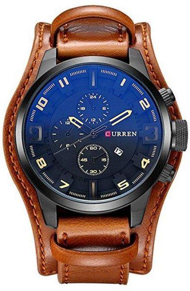 Relógio Masculino Original Curren 8225 Bracelete Couro Fundo Preto ...