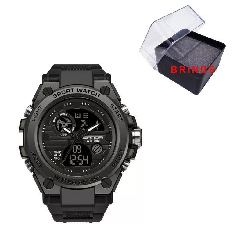 Relógio Sanda 739 Shock G Militar Esportivo Digital Analógico - Preto ...