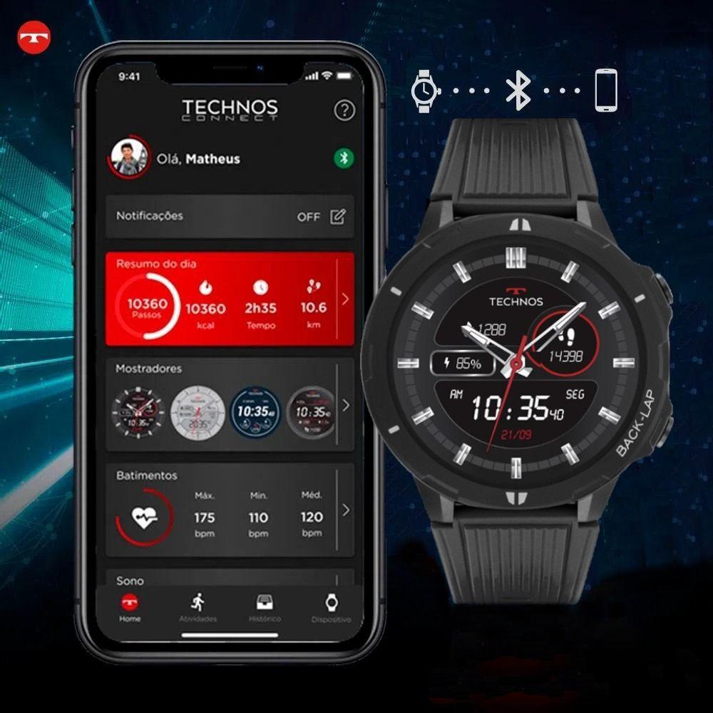 Relógio smartwatch technos sport preto original grande - Smartwatch e ...
