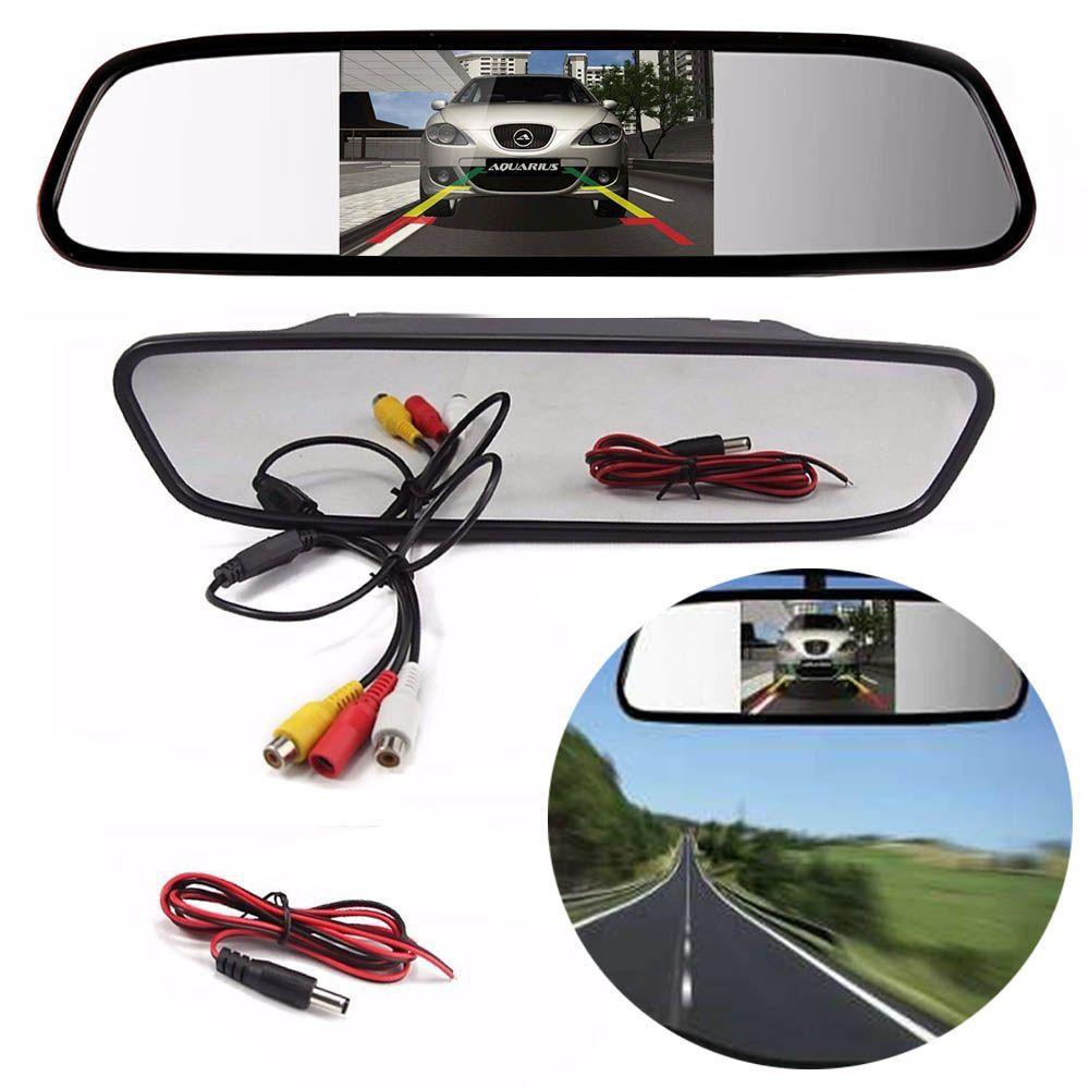 Retrovisor Espelho LCD 4.3 Pol Para Camera De Re Carro Automotivo (ZE ...