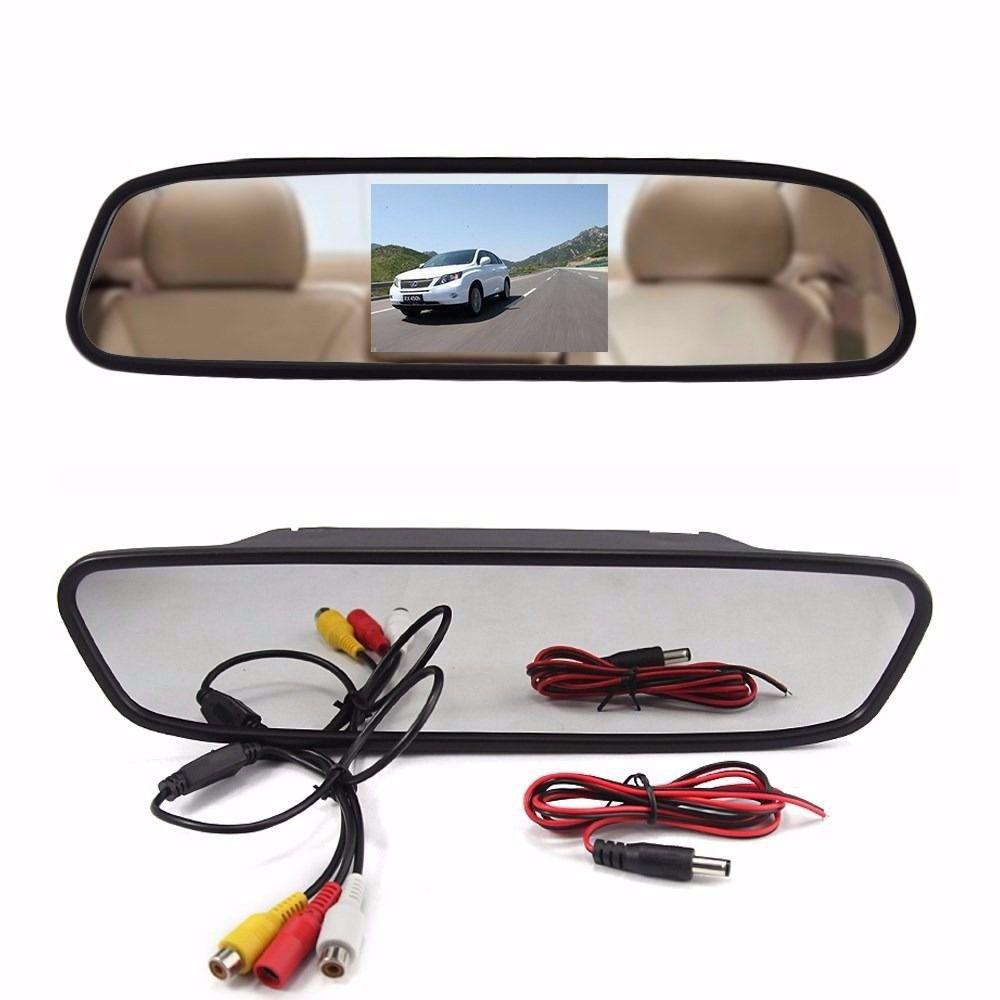 Retrovisor Espelho LCD 4.3 Pol Para Camera De Re Carro Automotivo (ZE ...