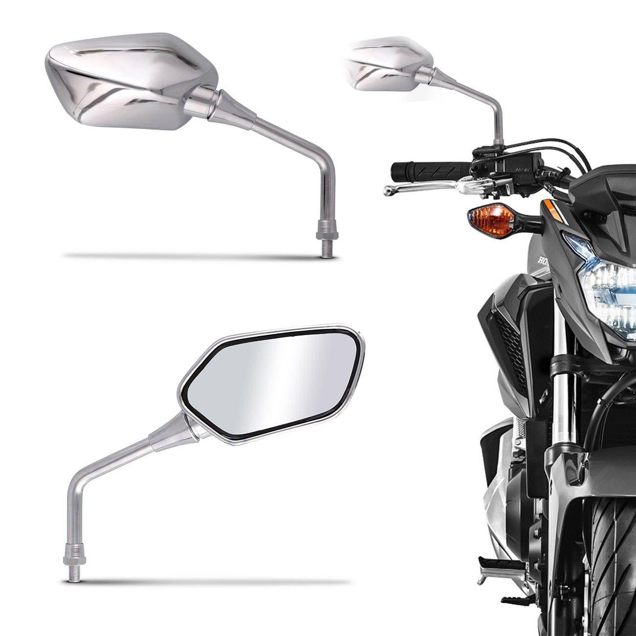 Retrovisor Moto Esportivo Universal Honda Modelo Cb 300 Cromado Haste
