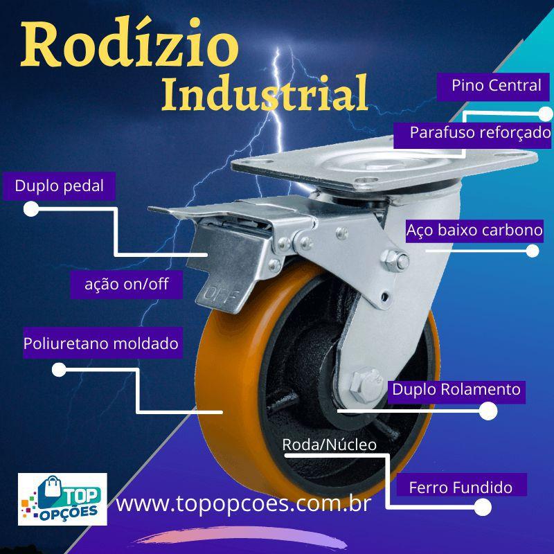 Rodizio Giratório 6x2 polegadas linha industrial Com freio 450 kg ...