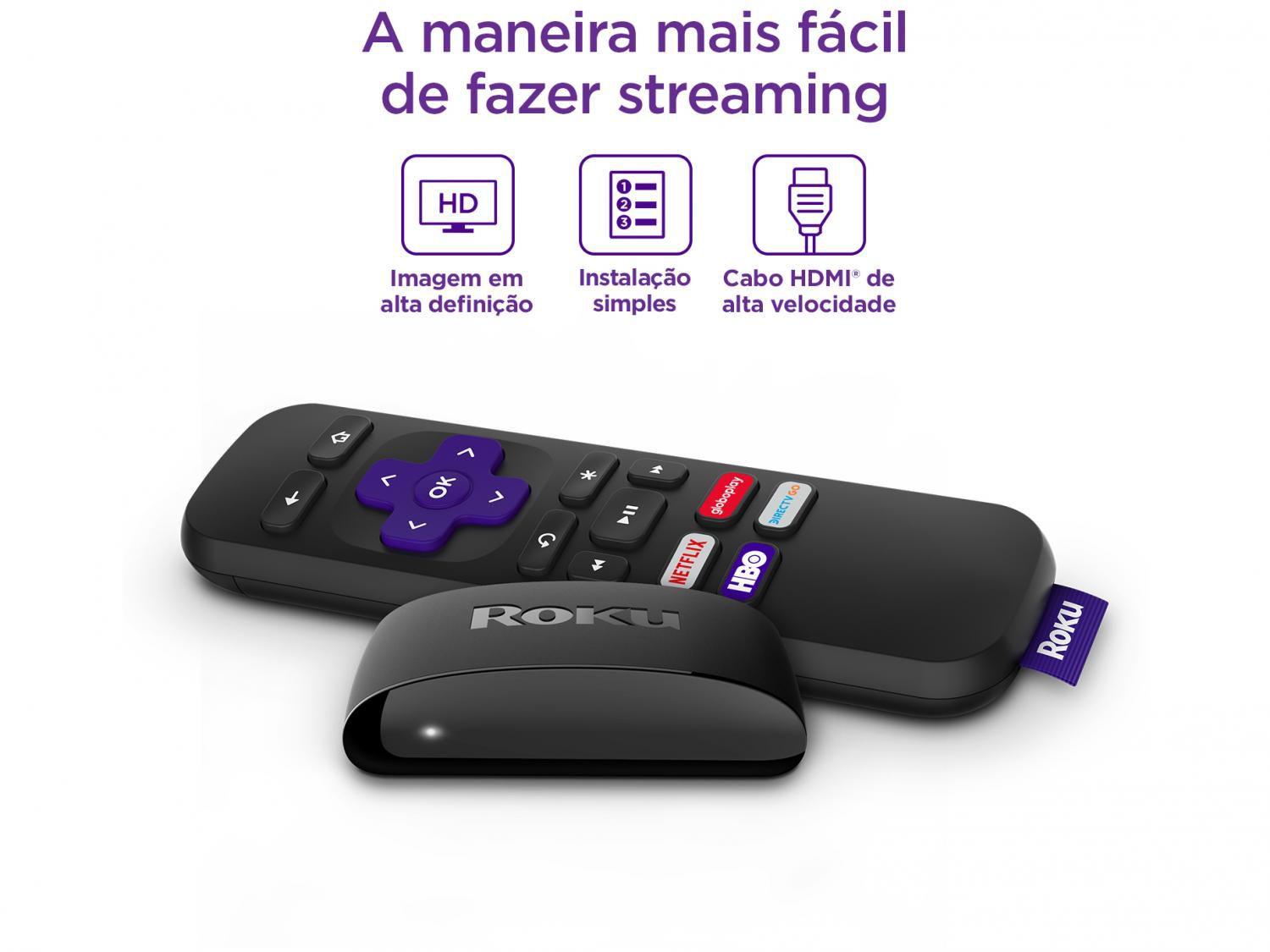 Roku Express Streaming Player Full HD com Controle Remoto e Cabo HDMI