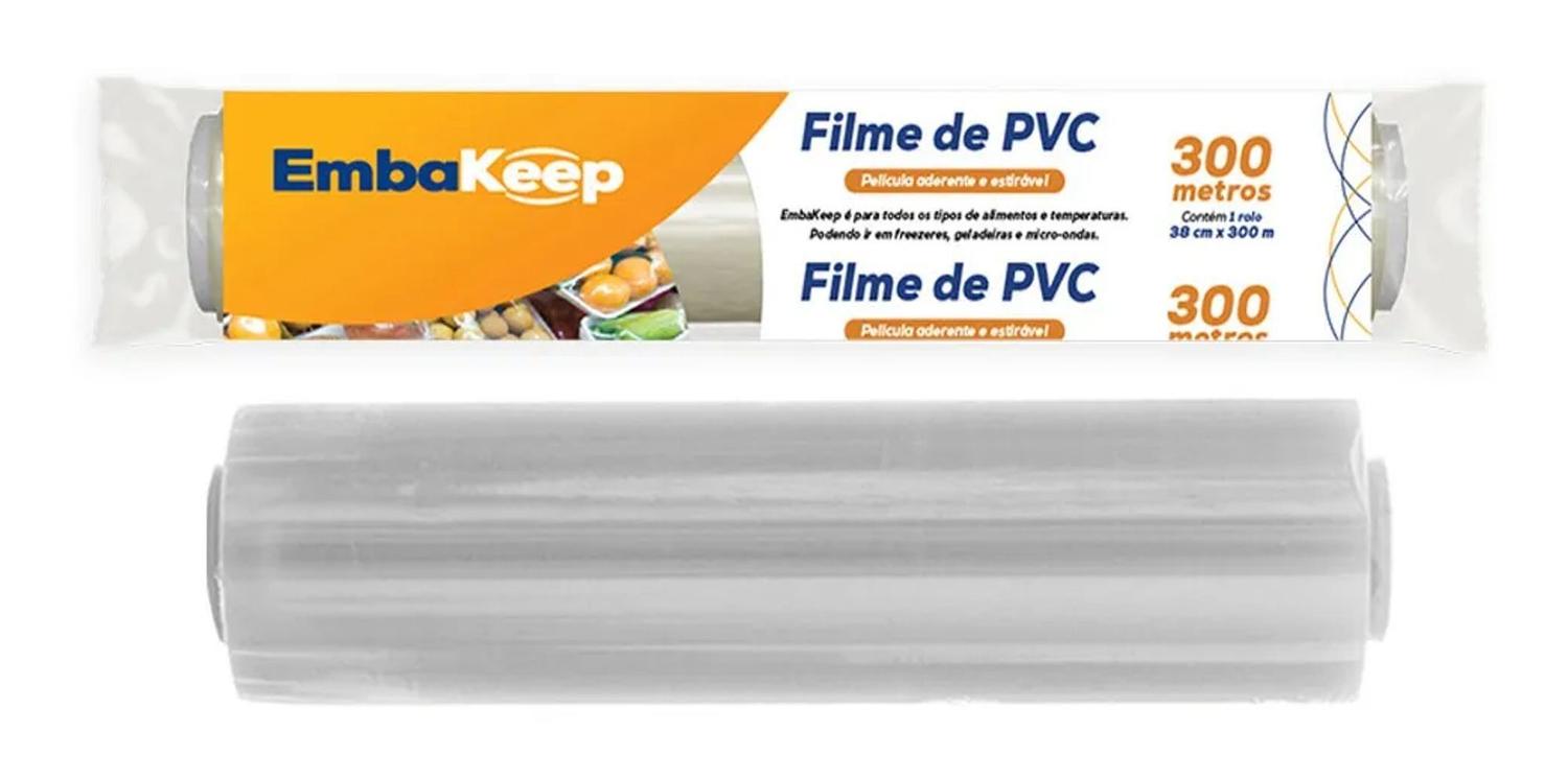 Rolo De Filme Pvc Plástico Esticável - Bobina 38cm X 300m - Embakeep ...