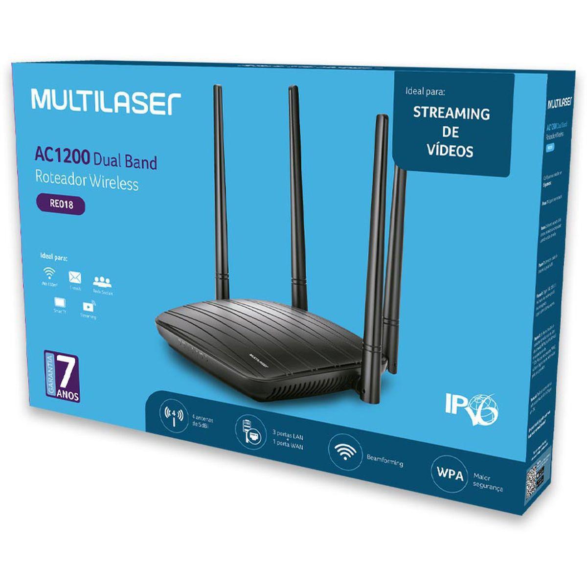 Roteador Dual BAND 4ANTENAS 3PORTAS LAN - Multilaser - Roteador ...