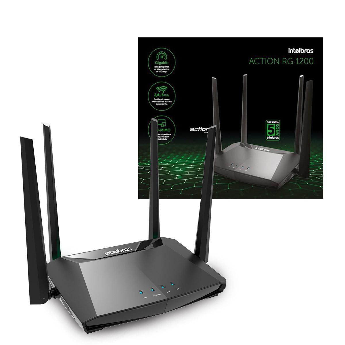 Roteador Intelbras Action Rg1200 Dual Ac1200 Mbps Gigabit - Roteador ...