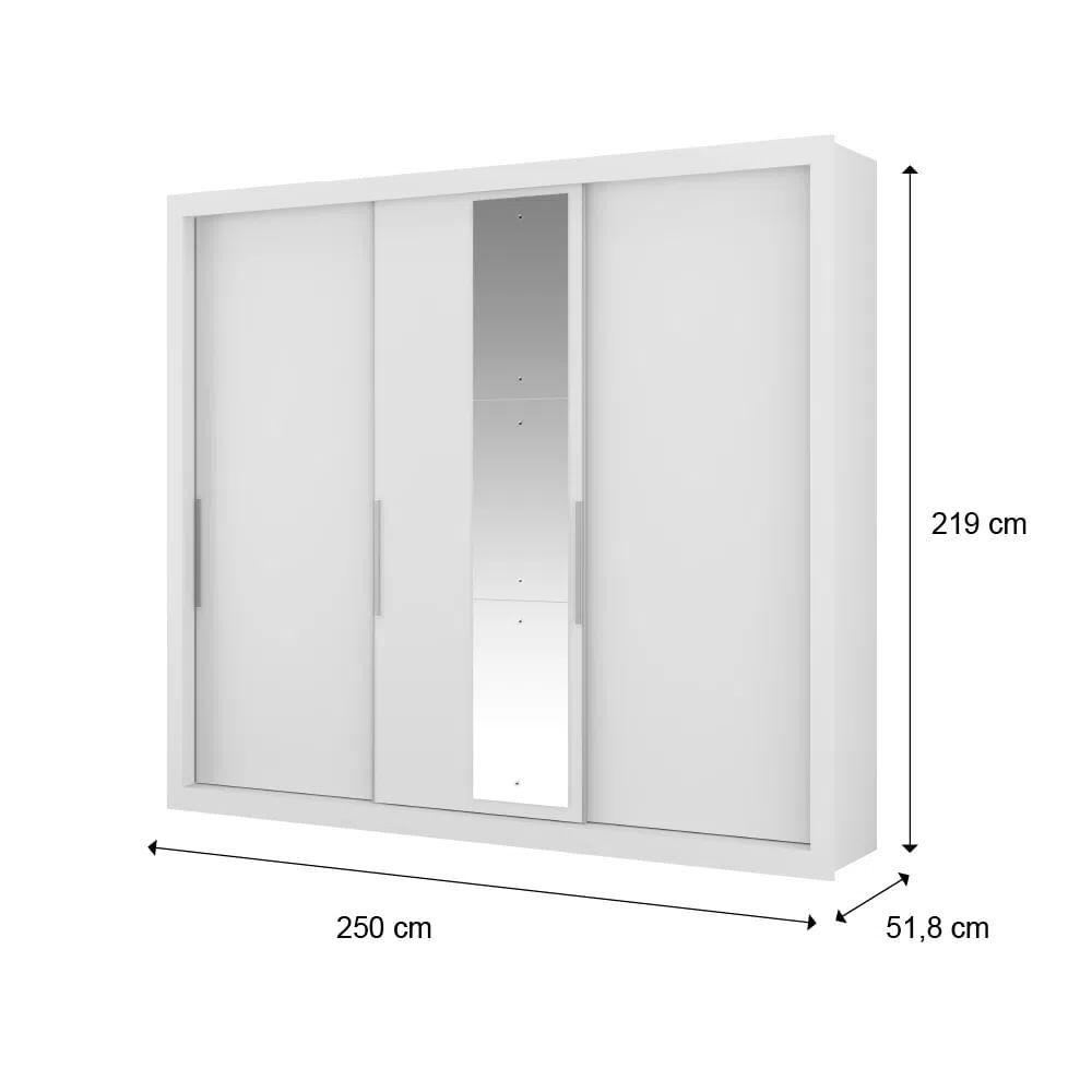 Roupeiro Casal Astor Com Espelho Branco Carraro - Guarda-Roupa ...