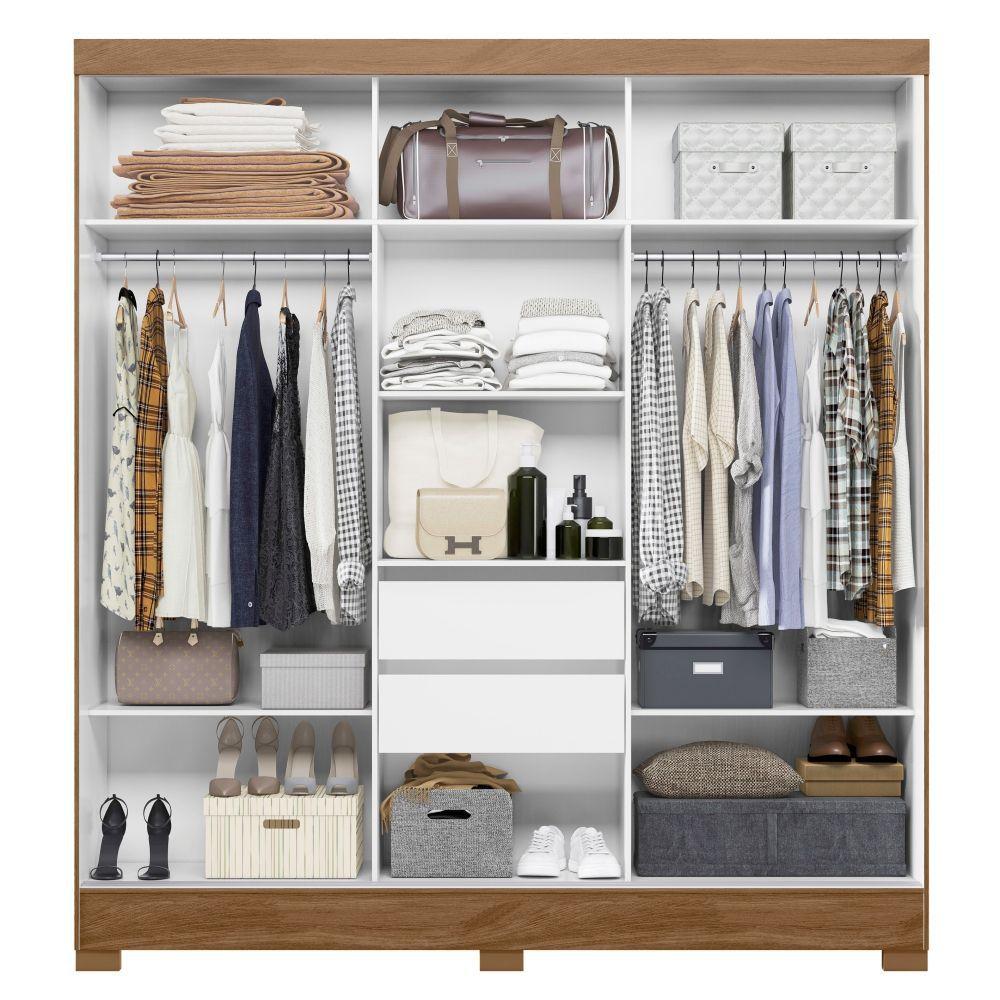 Roupeiro com Espelho Nilo Naturale/Branco - Moval - Guarda-Roupa ...