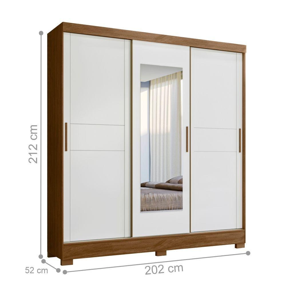 Roupeiro com Espelho Nilo Naturale/Branco - Moval - Guarda-Roupa ...