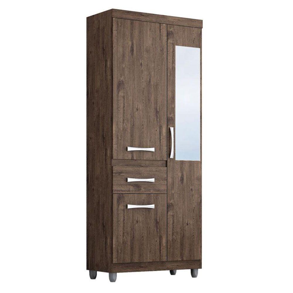 Roupeiro Solteiro Gabriela 1 Gaveta e 3 Portas com Espelho Acp Móveis ...