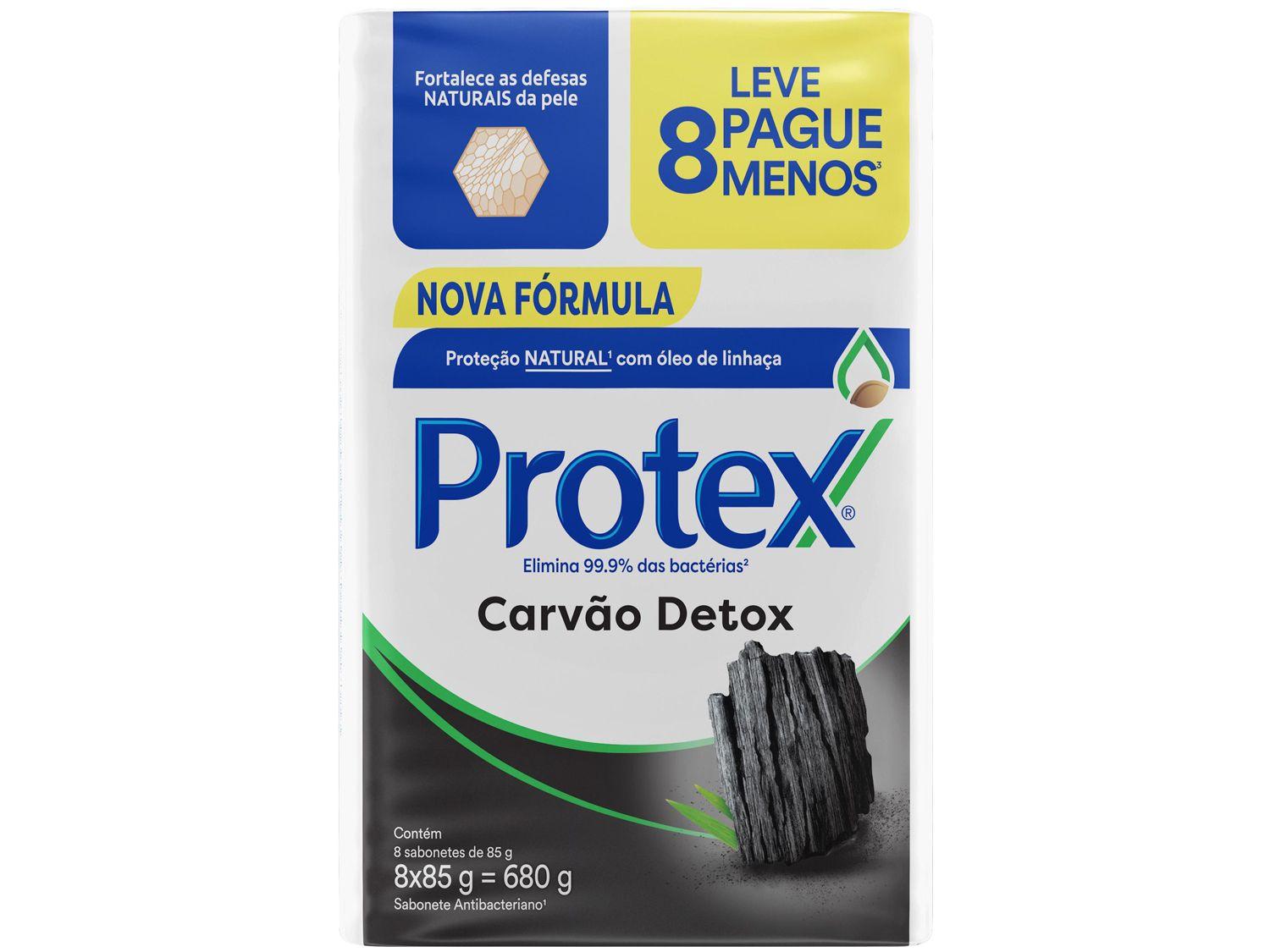 Sabonete em Barra para o Corpo e Rosto Protex Carvão Detox 85g 8 Unidades - 680g
