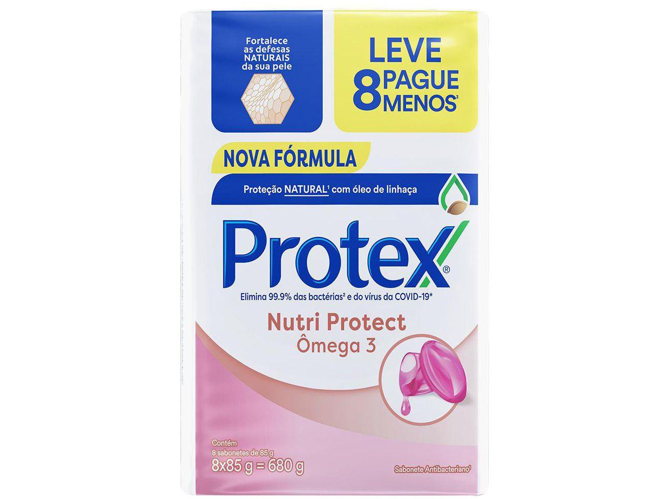 Sabonete em Barra para o Corpo e Rosto Protex Nutri Protect Ômega 3 85g 8 Unidades - 680g