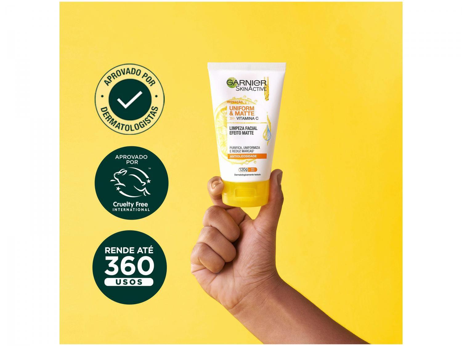 Sabonete Facial Garnier Uniform & Matte Vitamina C Antioleosidade 120g