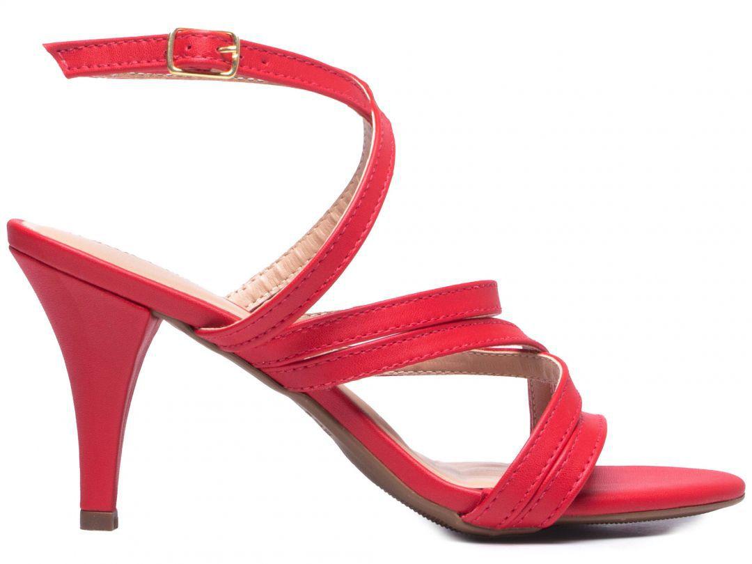 Sandália Feminina Na Cor Vermelha Salto Alto Elegante - Torricella ...