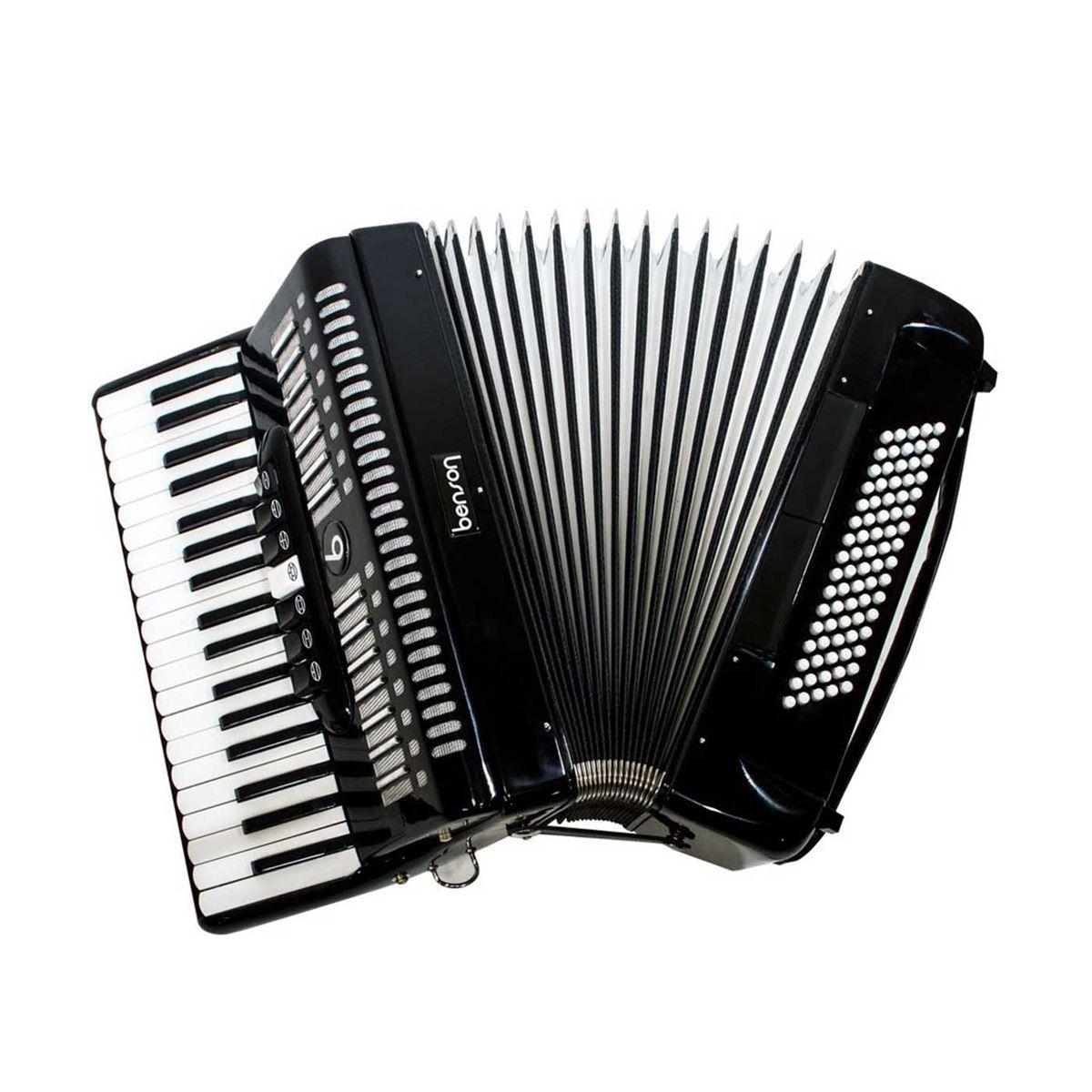 Sanfona Benson BAC80-7SBK 80 Baixos e 37 Teclas em Preto Sólido ...