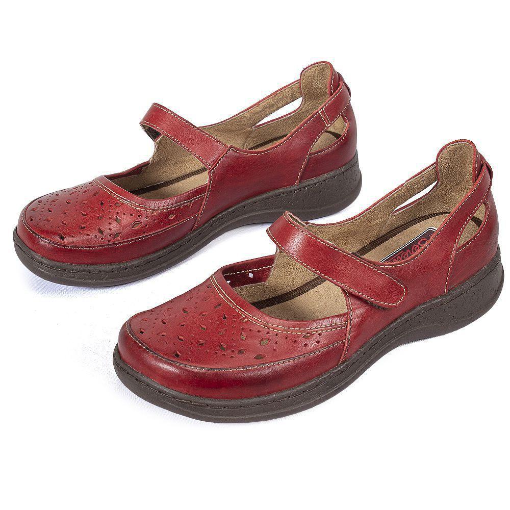 Sapato Boneca Retro Conforto em couro Vermelho Serella - Calçados ...