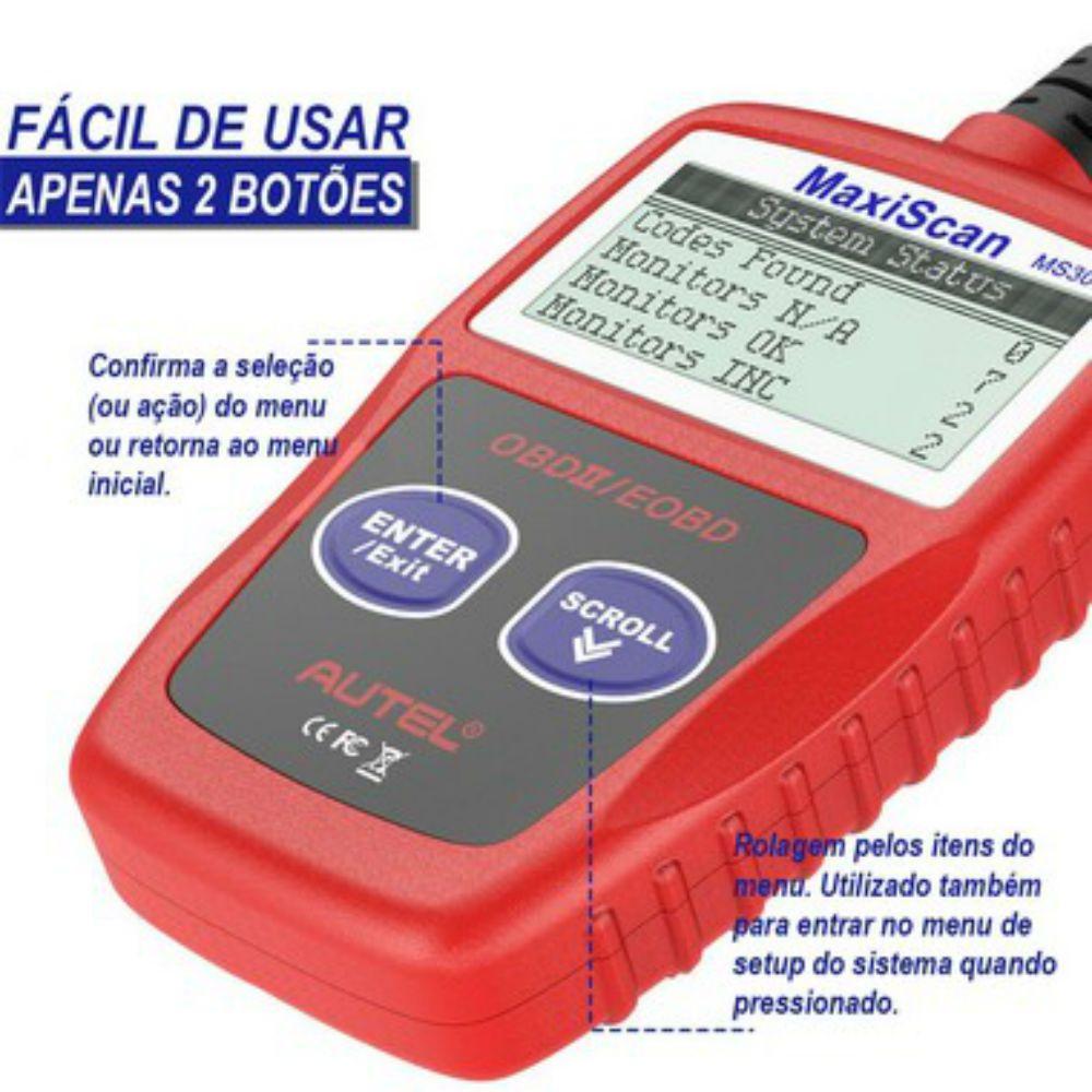Scanner Automotivo Leitor De Códigos Ms309 MaxiScan OBD II Autel ...