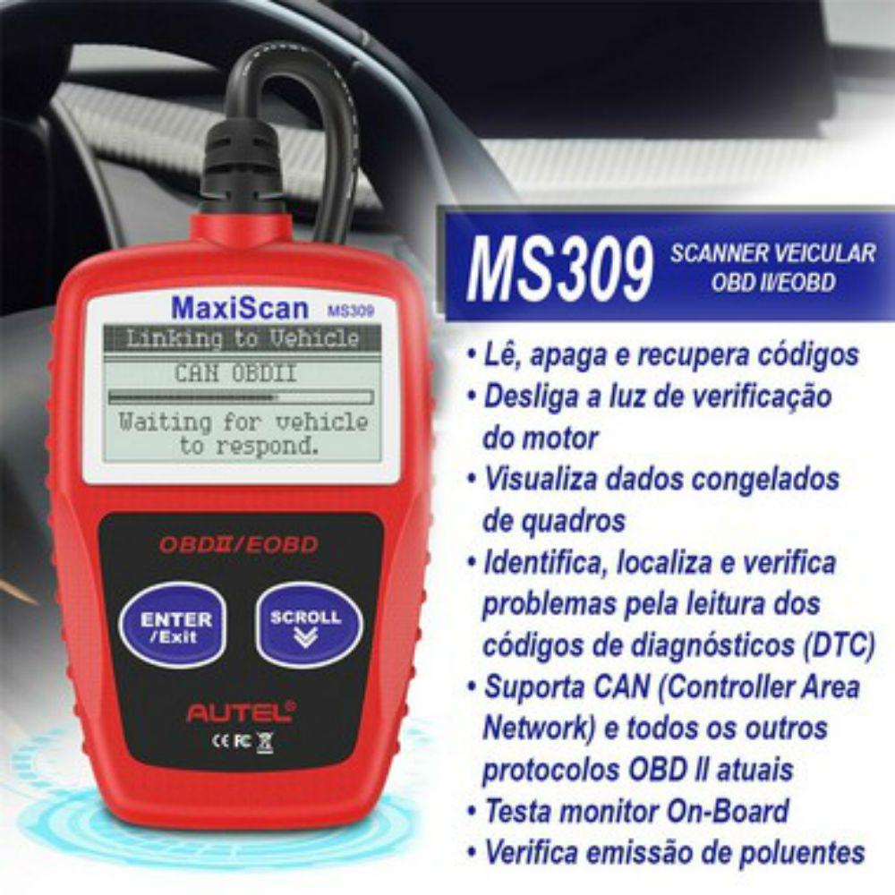 Scanner Automotivo Leitor De Códigos Ms309 MaxiScan OBD II Autel ...
