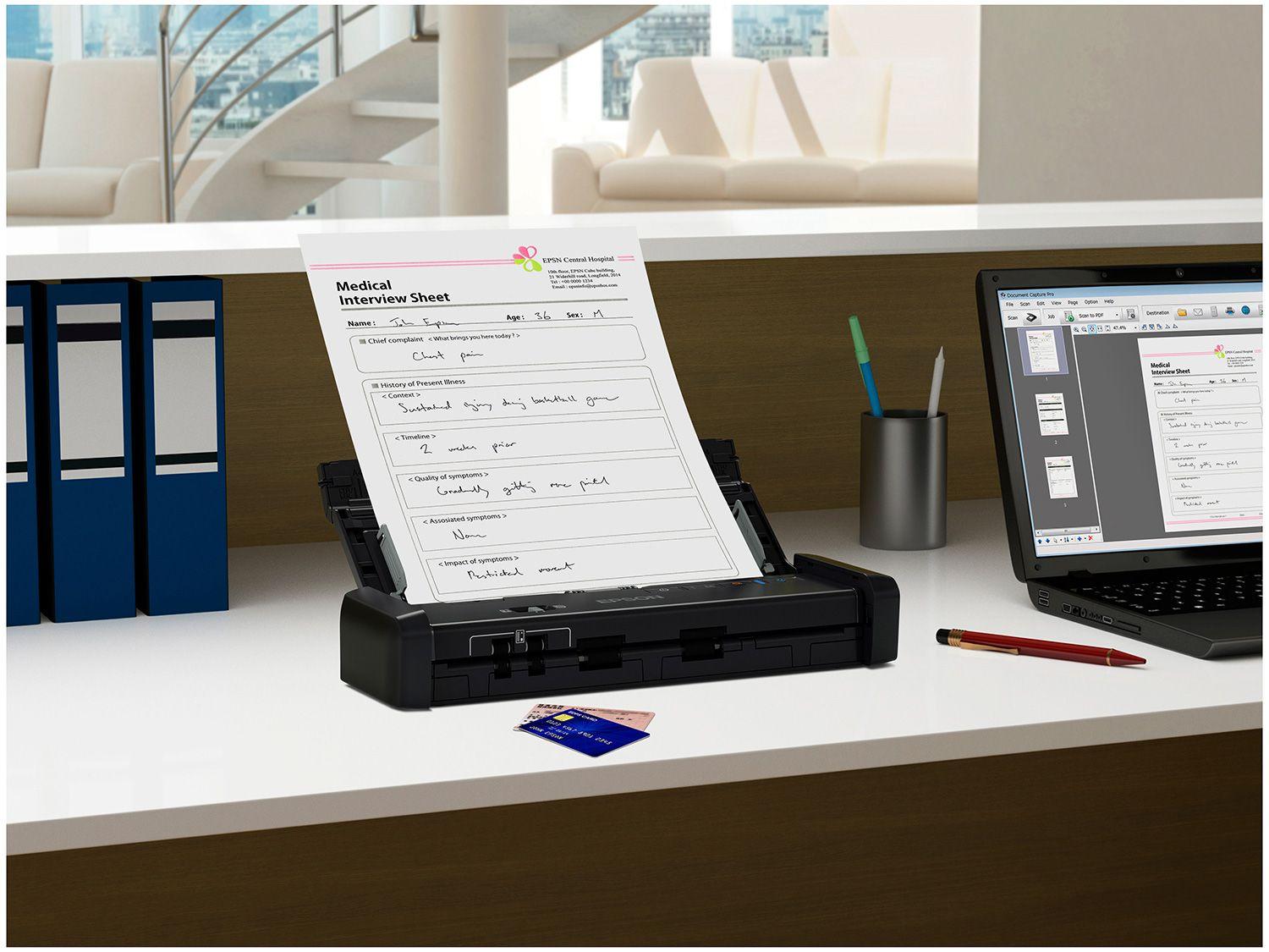 Scanner Portátil Epson WorkForce ES-200 Colorido - 600dpi Alimentador ...