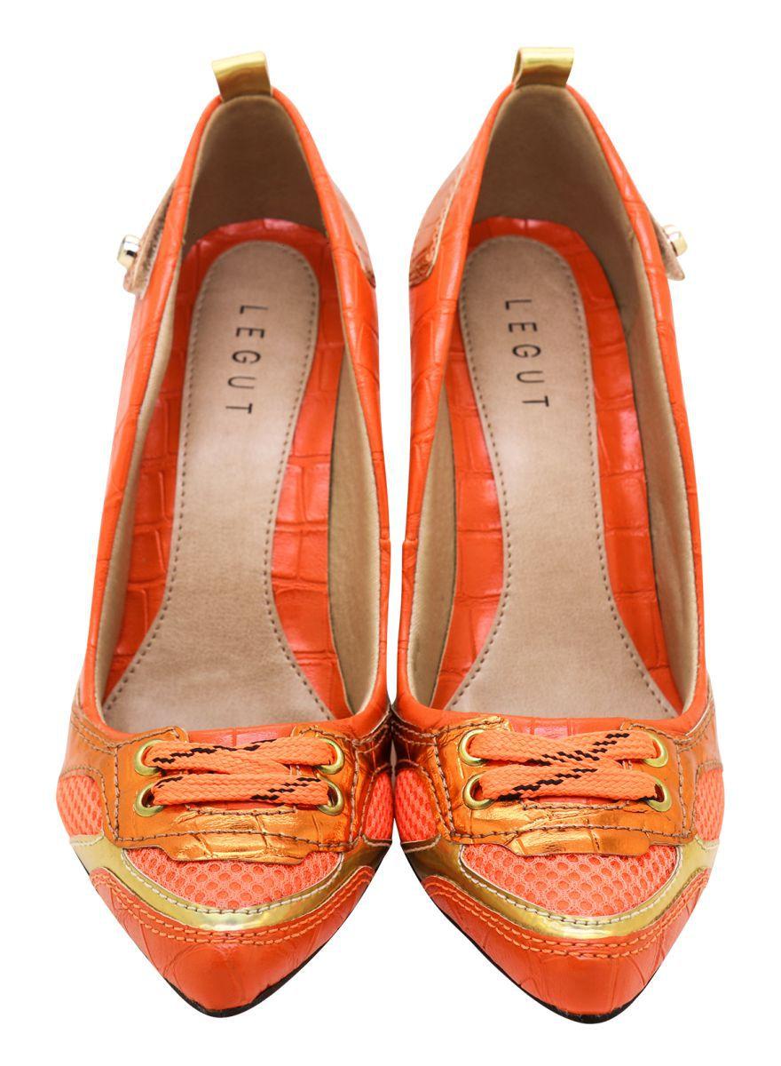 Scarpin Sport Legut Laranja e Dourado - Scarpin Feminino - Magazine Luiza