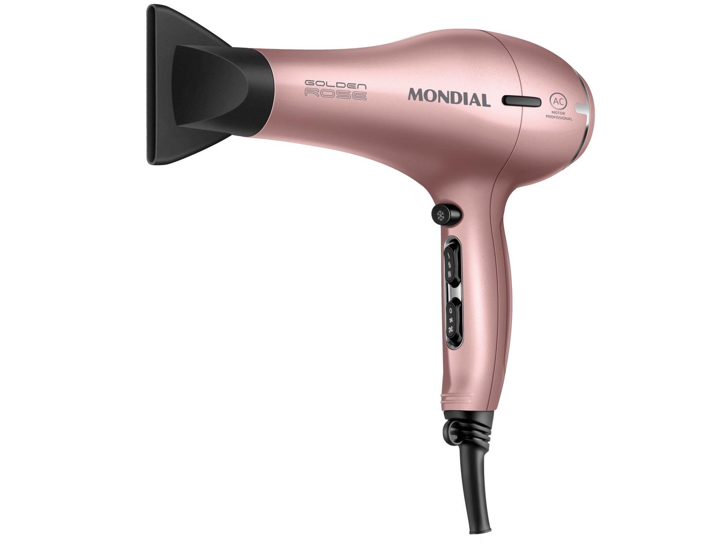 Secador de Cabelo Mondial Golden Rose SCP-01 Turmalina Íons 2000W 2 ...