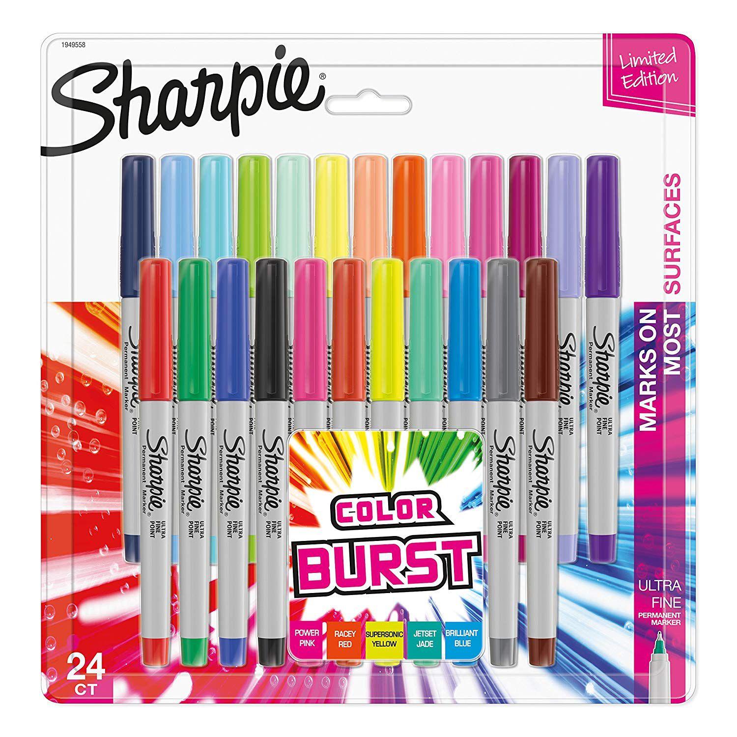 Sharpie Caneta Marcador Permanente Ponta Ultra Fina 24 Cores - Caneta ...