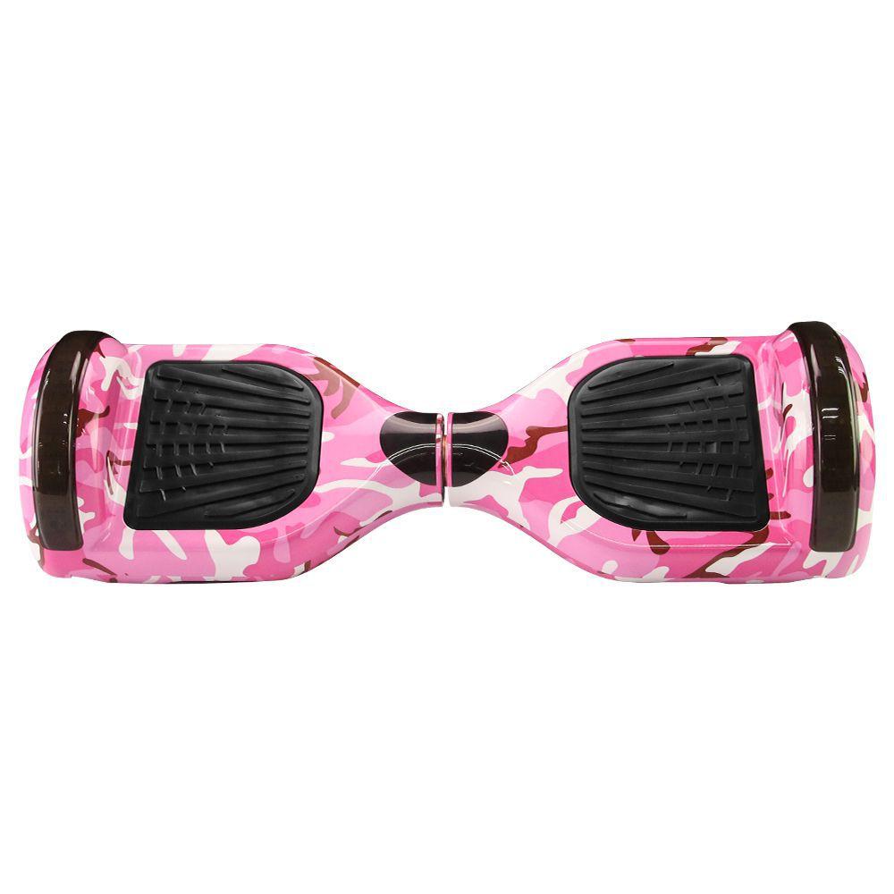 Skate Elétrico Hoverboard 6.5” ROSA CAMUFLADO Bluetooth e LED Lateral ...