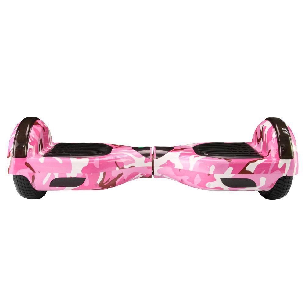 Skate Elétrico Hoverboard 6.5” ROSA CAMUFLADO Bluetooth e LED Lateral ...