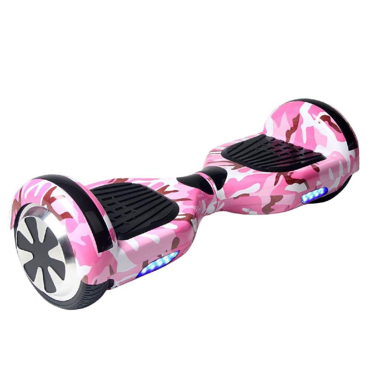 Skate Elétrico Hoverboard 6.5” ROSA CAMUFLADO Bluetooth e LED Lateral ...