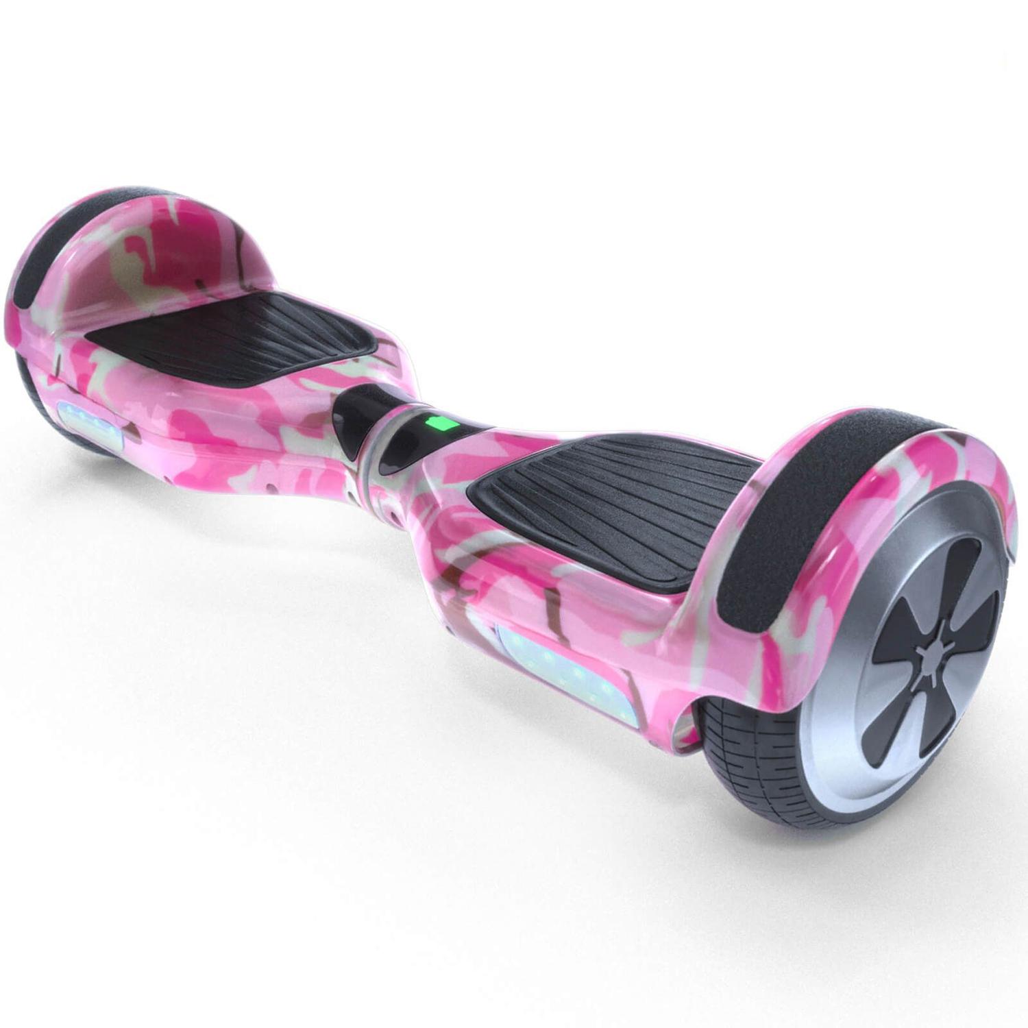 Skate Elétrico Hoverboard 6.5” ROSA CAMUFLADO Bluetooth e LED Lateral ...