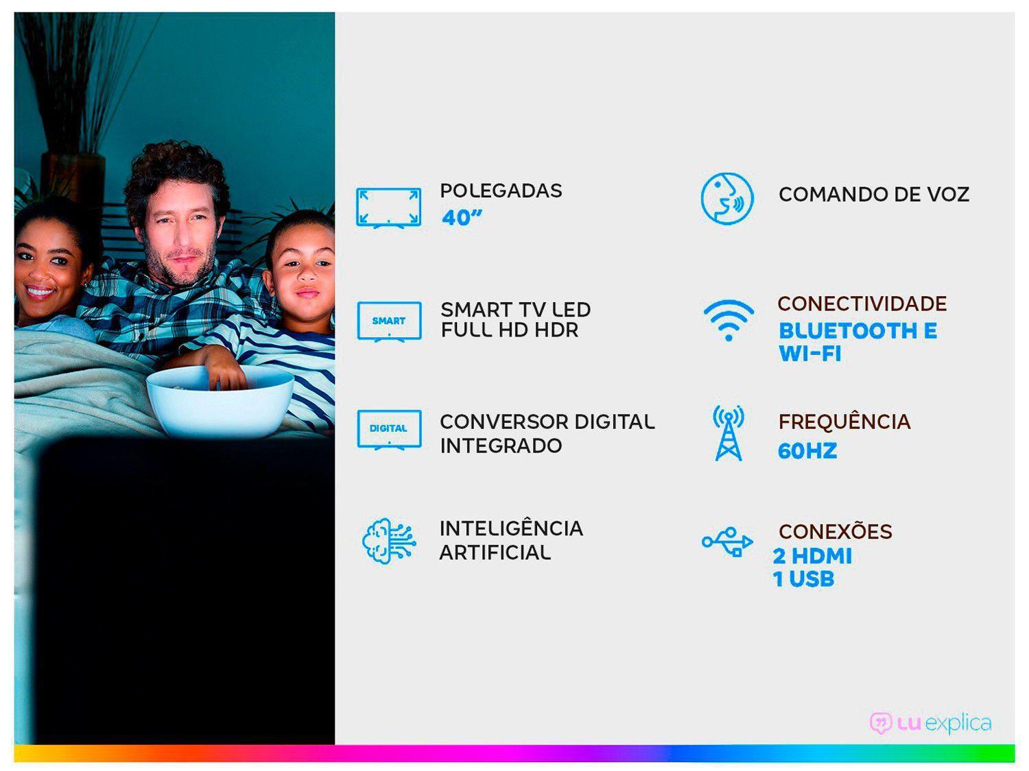 Smart TV 40” Full HD LED TCL 40S6500 Android Wi-Fi HDR Inteligência ...