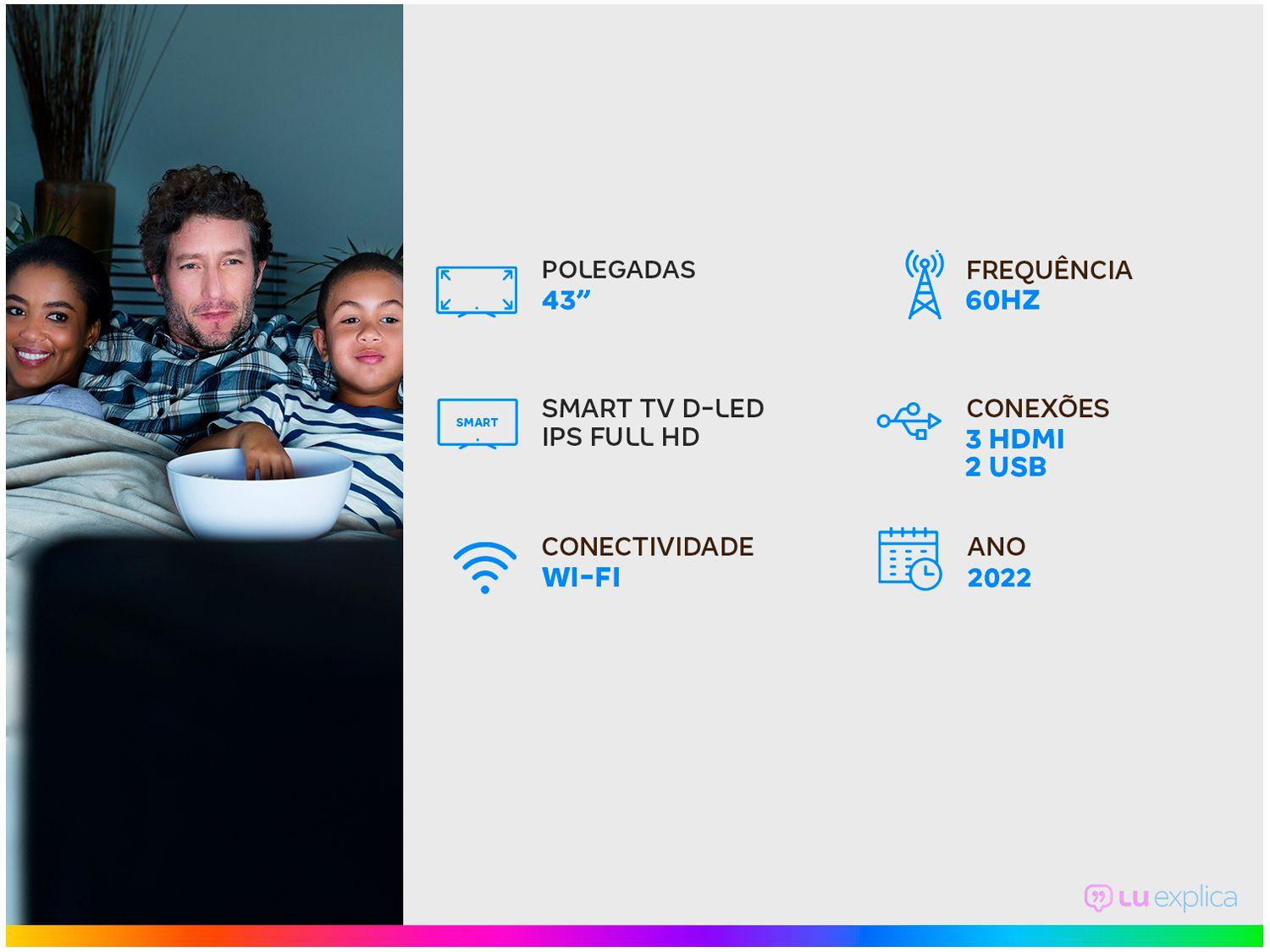 Smart TV 43” Full HD D-LED Aiwa IPS Wi-Fi HDR 3 HDMI