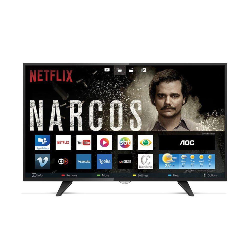 Smart Tv 43 Polegadas Led Aoc 43s529578g com Wifi 2 Usb 3 Hdmi Controle ...
